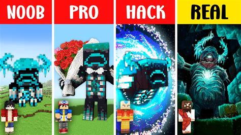 Minecraft WARDEN STATUE HOUSE BUILD CHALLENGE NOOB Vs PRO Vs HACKER