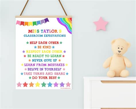 Classroom Rules Poster Class Expectations Bulletin Board Etsy