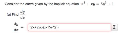 Solved Consider The Curve Given By The Implicit Equation