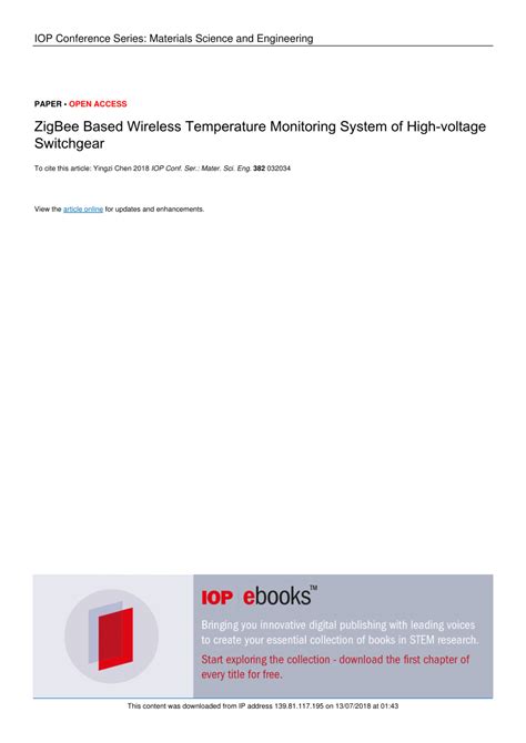 Pdf Zigbee Based Wireless Temperature Monitoring System Of High Voltage Switchgear