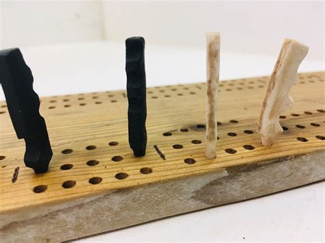 Foldable Cribbage Board Game Beach Wood 3 Track Leather Tie Moose Antler And Wood Scoring