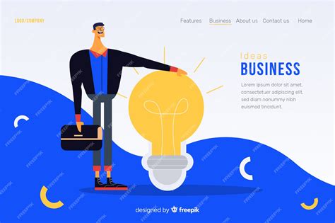 플랫 비즈니스 방문 페이지 템플릿 무료 벡터