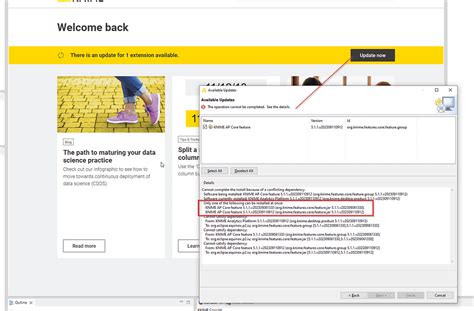 Knime Ap 511 Dependency Conflict With Knime Ap Core Feature Update Knime Analytics