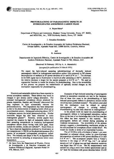 Pdf Photobleaching Of Paramagnetic Defects In Hydrogenated Amorphous