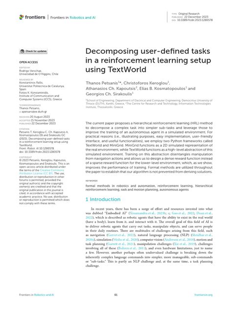 Decomposing User Defined Tasks In A Reinforcement Learning Setup Using