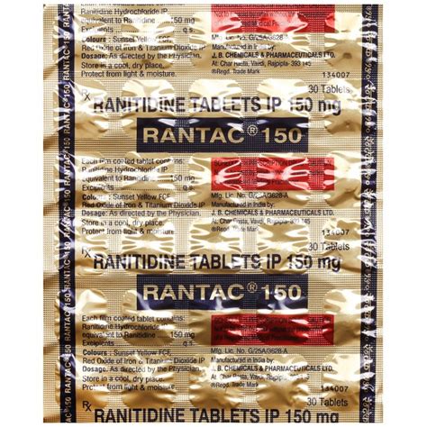 Rantac 150 Mg Tablet 30 Tab Wholesale Price For Pharmacies