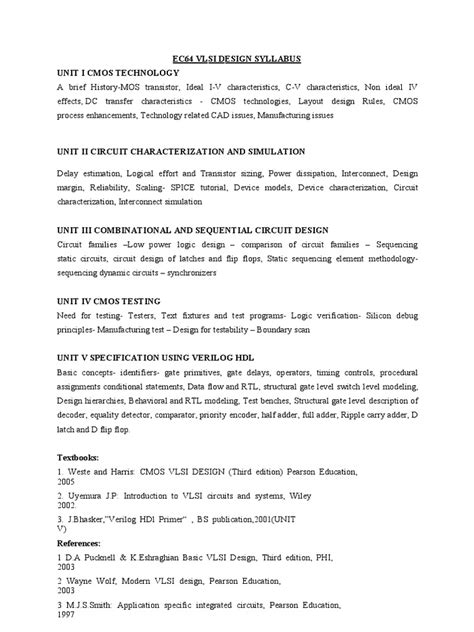 Vlsi Design Notes Pdf Mosfet Cmos