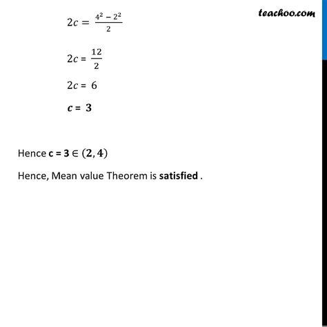 Verify Mean Value Theorem For F X X In Interval Teachoo