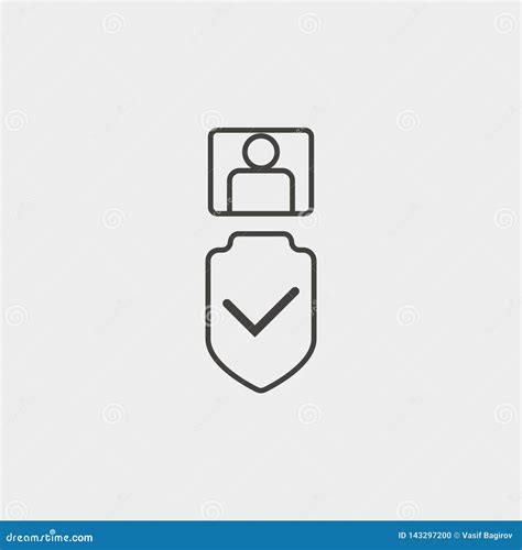 Shield Man Outline Icon Web Development Vector Icon Stock