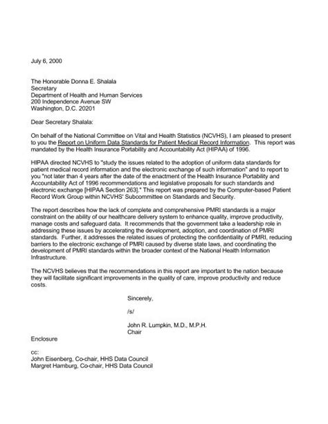 Uniform Data Standards For Patient Medical Record Information