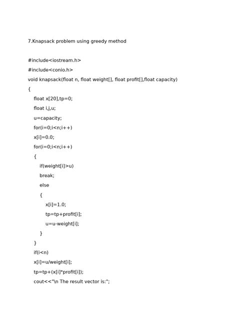 7 knapsack using greedy method pdf