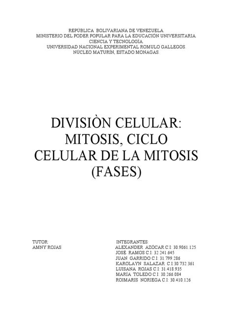 Division Celular Unerg Pdf Mitosis Biología Celular
