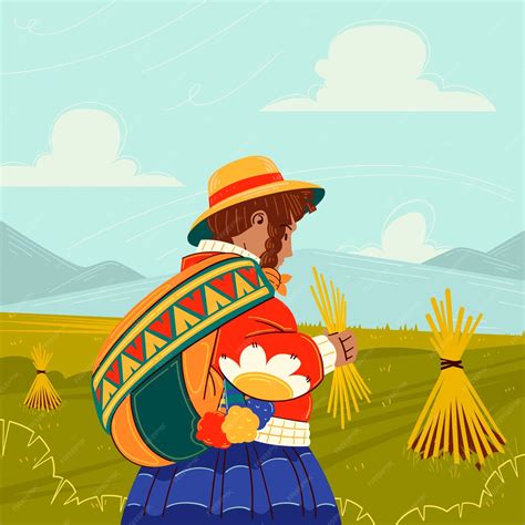 손으로 그린 페루 그림 무료 벡터