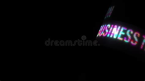 Business Transformation Colorful Glitch Text Effect 3d Tube Rotation Loop With Flicker Light 4k