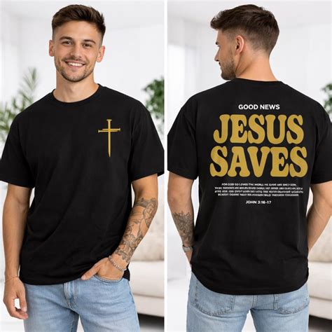 Jesus Saves Inspirational Quotes Shirt Minimal Christian Cross Shirt