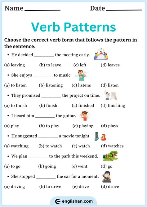 Verb Patterns Exercises With Answers