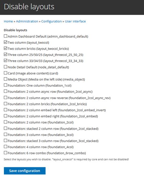 Layout Disable Drupal Org
