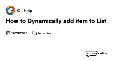 How To Dynamically Add Item To List C
