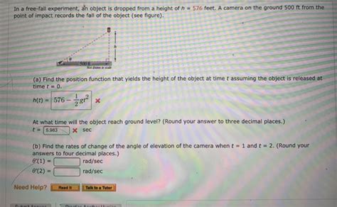 Solved In A Free Fall Experiment An Object Is Dropped From Chegg