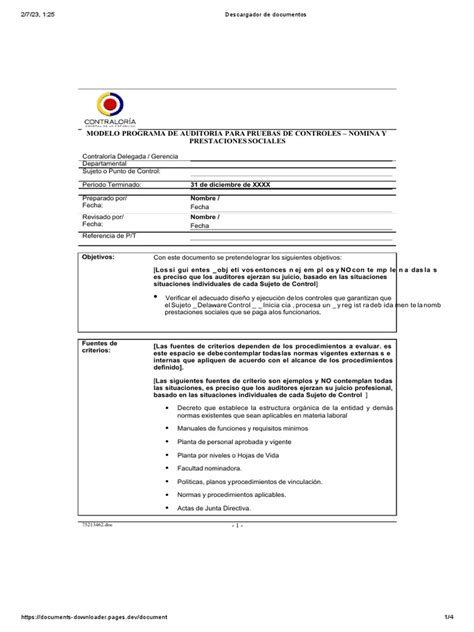 Plan De Auditoria 2 Pdf Auditoría Contabilidad