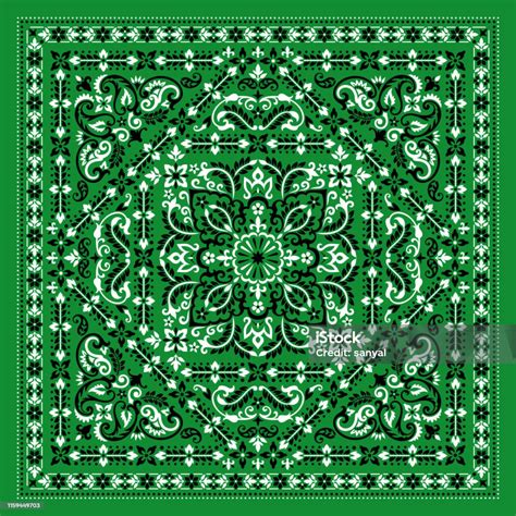 벡터 장식 반다나 인쇄 페이즐리와 꽃전통적인 장식 민족 패턴 실크 넥 스카프 또는 손수 막정 무늬 디자인 스타일 직물 또는 Papper에 인쇄에 대 한 최고의 동기 0명에