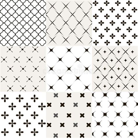 Abstract Black And White Simple Geometric Seamless Patterns Set Vector Stock Vector