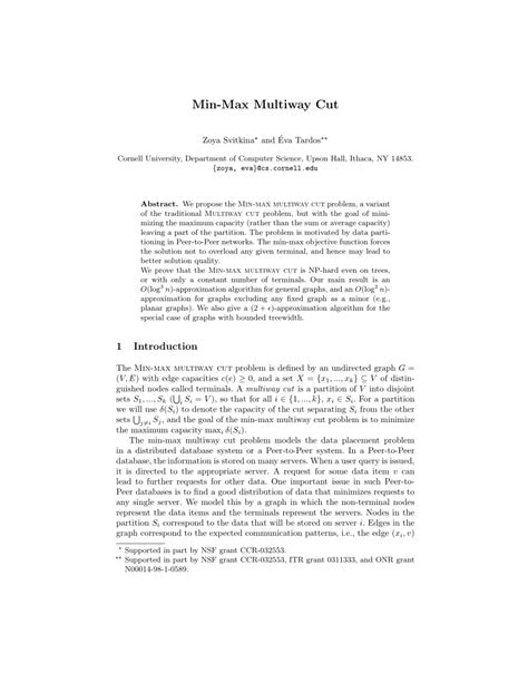 Pdf Min Max Multiway Cut