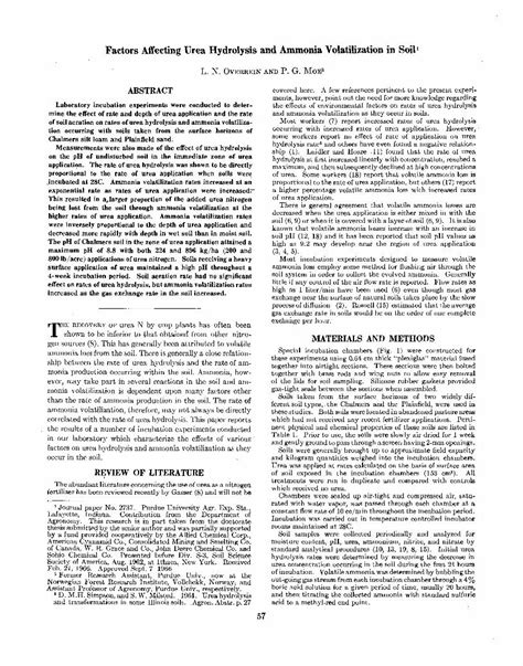 Pdf Factors Affecting Urea Hydrolysis And Ammonia Volatilization In