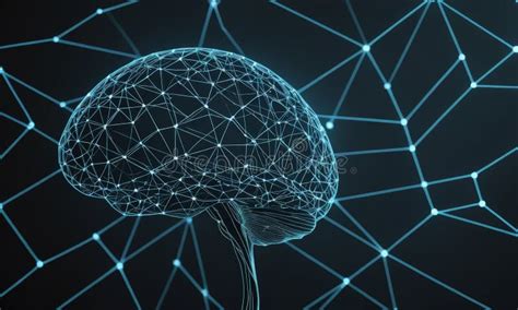 3d Brain Composed Interconnected Lines And Dots Is Depicted Against Dark Background With
