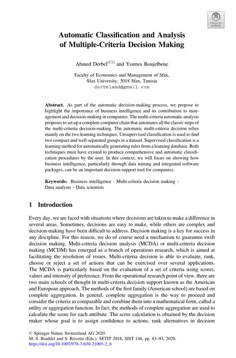 Pdf Automatic Classification And Analysis Of Multiple Criteria