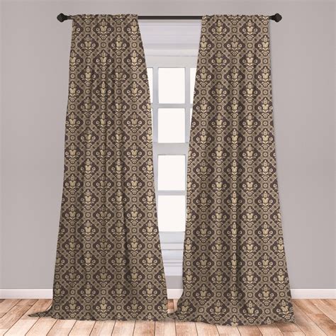 Vintage Curtains 2 Panels Set Medieval Victorian Rococo Baroque Style
