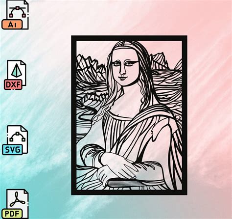 Mona Lisa Svg Da Vinci Svg Dxf File Wall Sticker Pdf Silhouette
