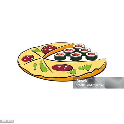 피자와 초밥 만화 그림입니다 비즈니스 카드 브랜드 및 기업 정체성에 대 한 패스트 푸드 템플릿 고기에 대한 스톡 벡터 아트 및 기타 이미지 Istock