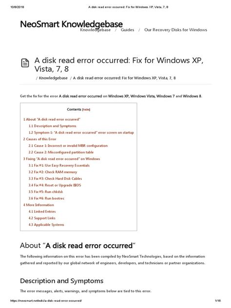 a disk read error occurred fix for windows xp vista 7 8 pdf