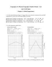 Geog Lab 5 Doc Geography 131 Physical Geography Weather Climate Lab Lab 5 30 Points Chapter