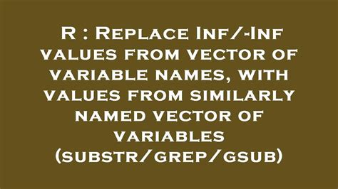 R Replace Inf Inf Values From Vector Of Variable Names With Values From Similarly Named