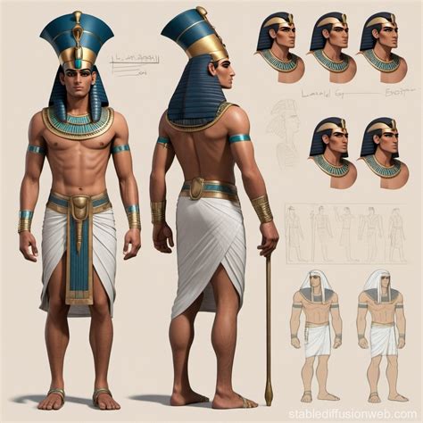 Leaning Ancient Egyptian Male Character Model Sheet Stable