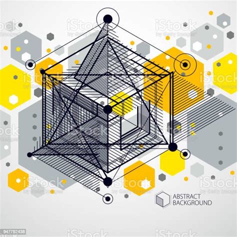 안내 책자 전단지 포스터 광고 커버에 대 한 템플릿 3d 노란색 디자인 레이아웃 추상적인 현대 배경 벡터 큐브 육각형 사각형 사각형 및 다른 추상적인 성분의 구성 0명에