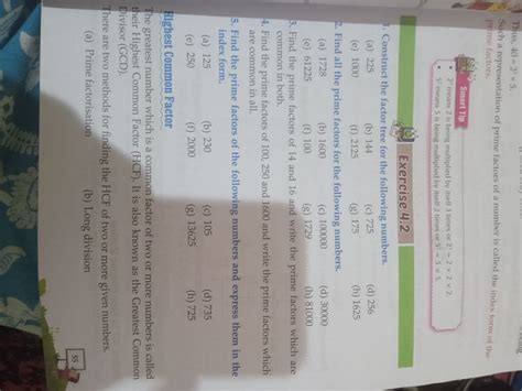 Construct The Factor Tree For The Following Numbers A 225 B