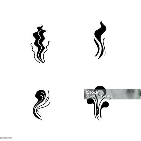 공백에 설정 된 검은 색 문말 아이콘 냄새 좋은 나쁜 향기 유체 냄새 향수 향기 아로마 향기 곡선 연기 스트림 연기 소용돌이