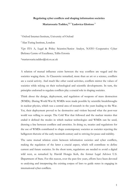 Pdf Regulating Cyber Conflicts And Shaping Information Societies
