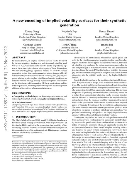 Pdf A New Encoding Of Implied Volatility Surfaces For Their Synthetic