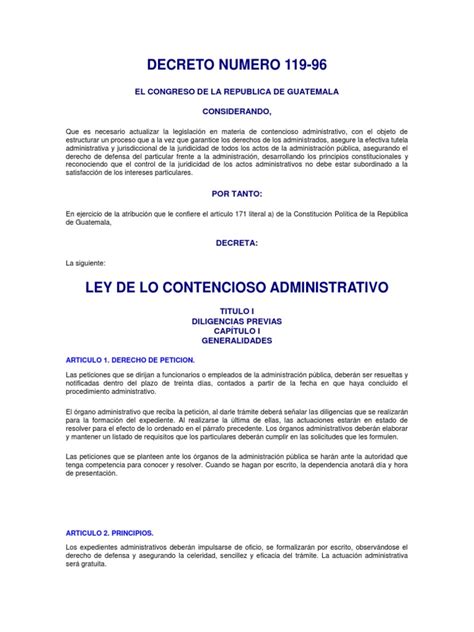13 Ley De Lo Contencioso Administrativo Decreto 119 96 Pdf Demanda