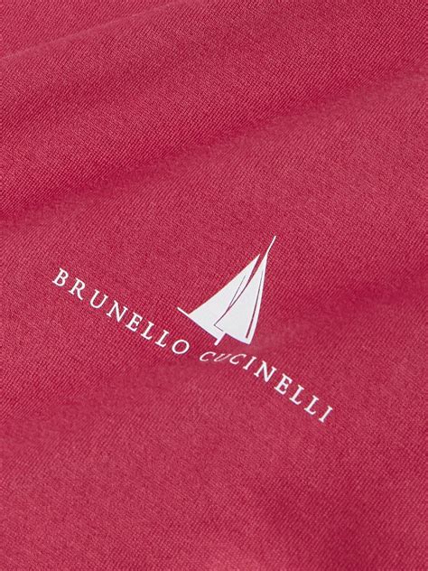 Brunello Cucinelli Slim Fit Logo Print Cotton Jersey T Shirt Red