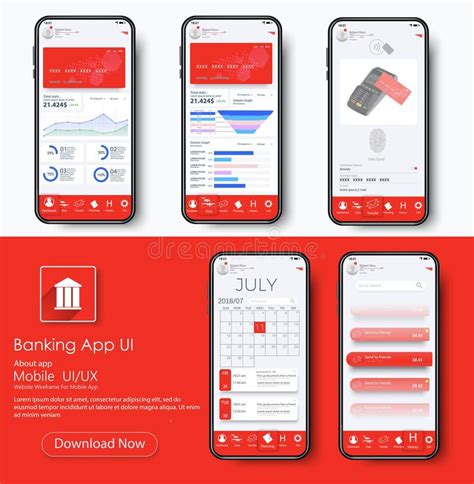 Banking App UI Kit For Responsive Mobile App Or Website With Different