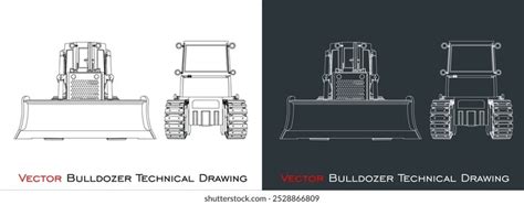 Vector Bulldozer Front Back View Line Stock Vector Royalty Free 2528866809 Shutterstock