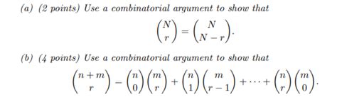 Solved A 2 Points Use A Combinatorial Argument To Show
