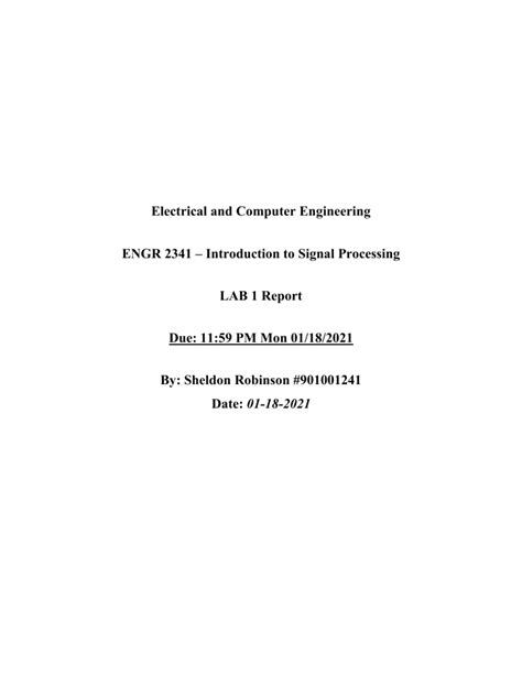 Signal Processing Lab 1 Report MATLAB Basics
