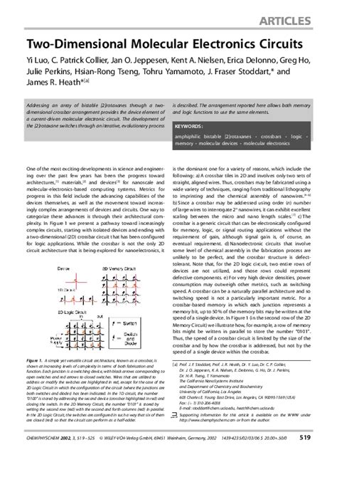 Pdf Two Dimensional Molecular Electronics Circuits