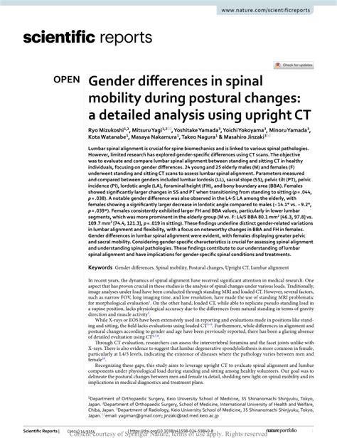 PDF Gender Differences In Spinal Mobility During Postural Changes A Detailed Analysis Using